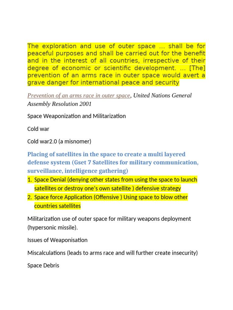 The Exploration and Use of Outer Space | PDF | Satellite | Outer Space