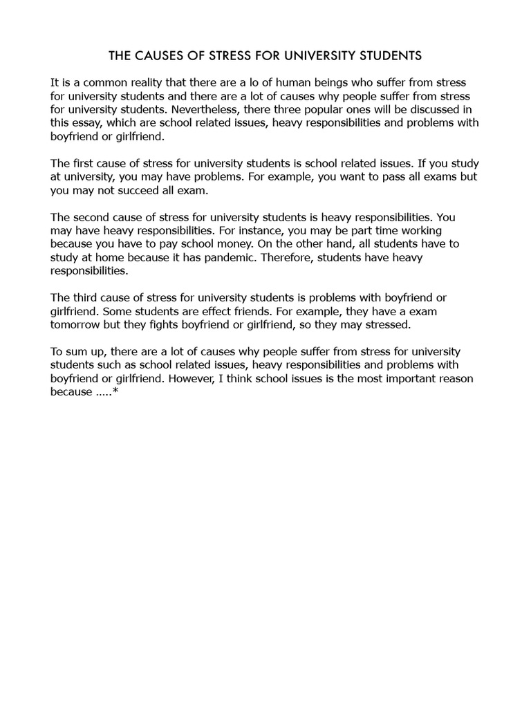 The Causes of Stress For University Students | PDF