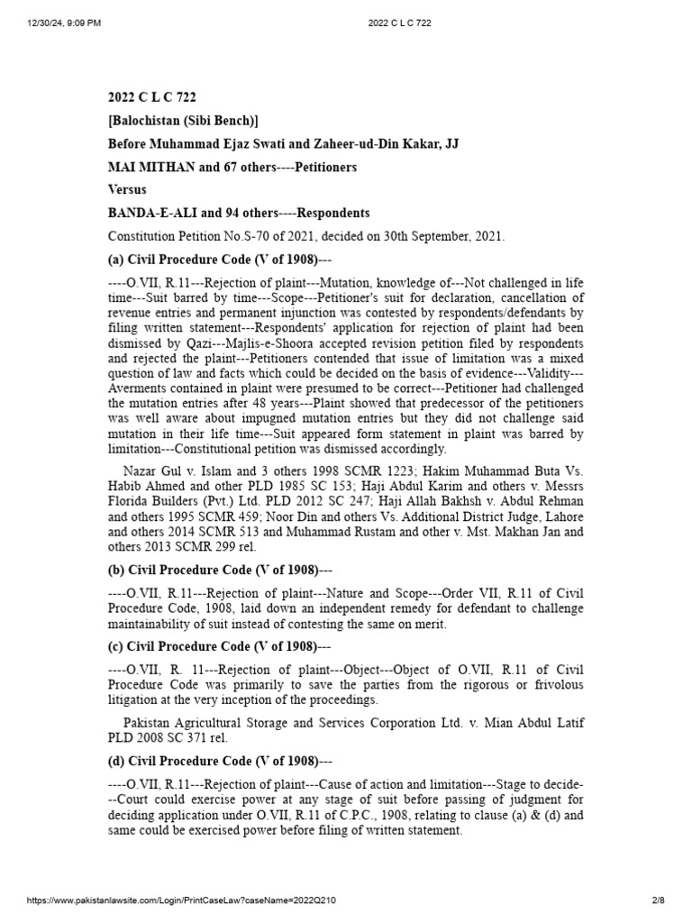 Suit Barred 2022 C L C 722 | PDF | Lawsuit | Federal Rules Of Civil Procedure