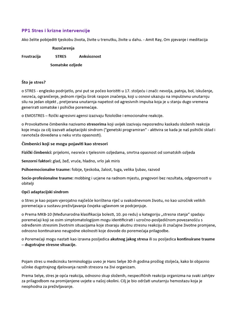 HRV 1 2 3 4 Predavanja Stres I Kriza | PDF