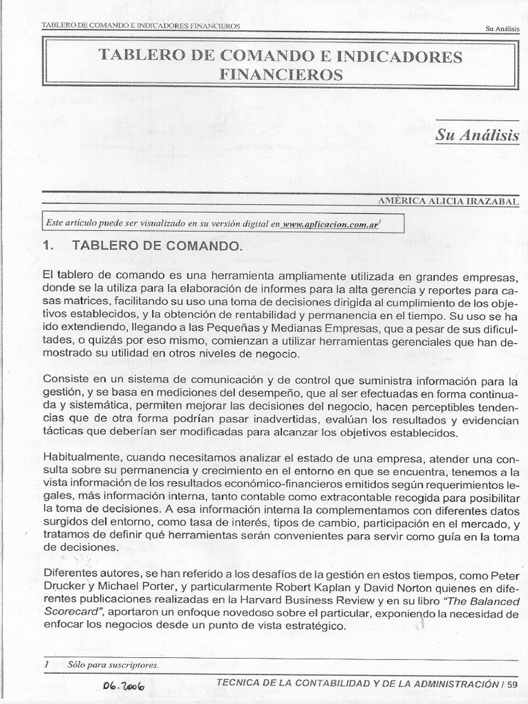 Tablero de Comando e Indicadores Financieros | PDF