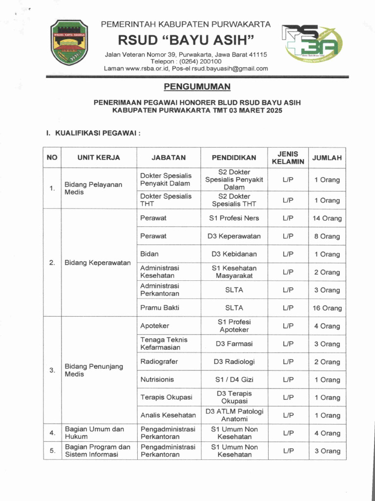 Pengumuman Rekrutmen | PDF