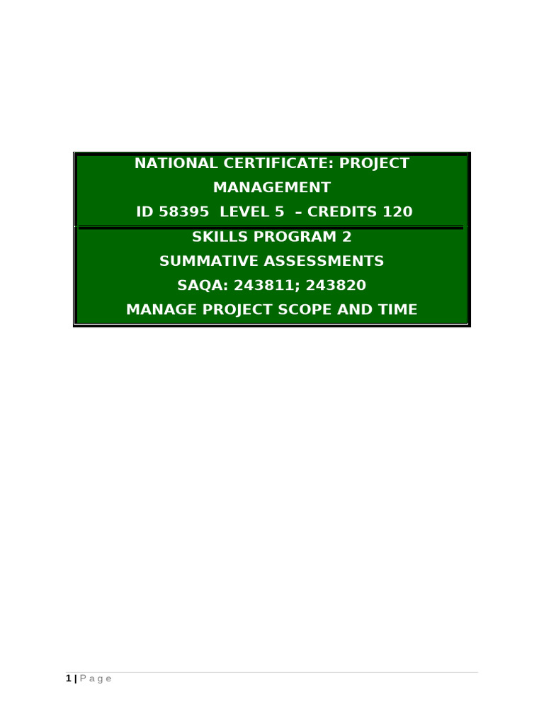 Project Management Assessment Guide | PDF | Educational Assessment ...