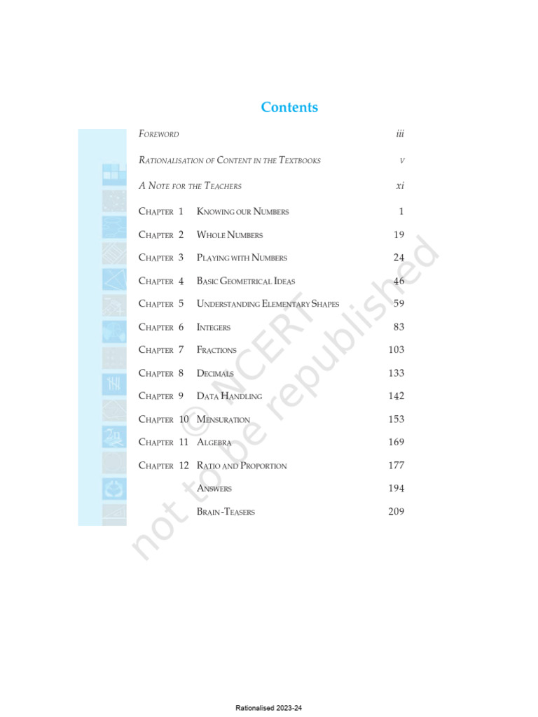 Ncert Class 6 Maths Syllabus | PDF