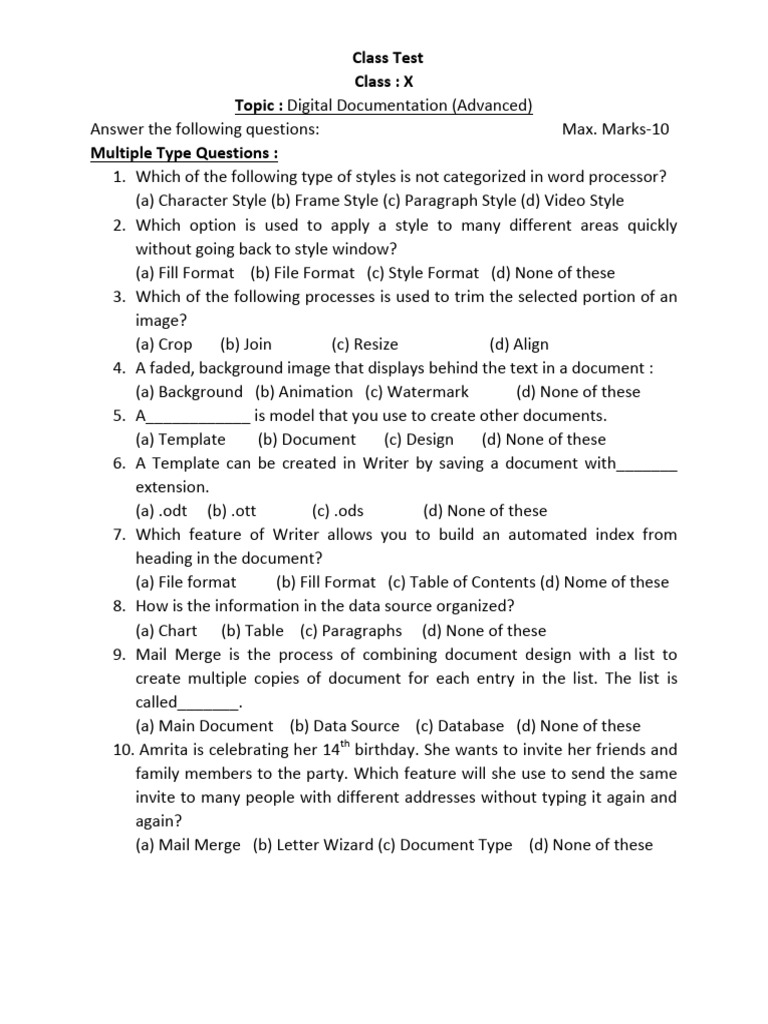Class Test Digital Documentation | PDF