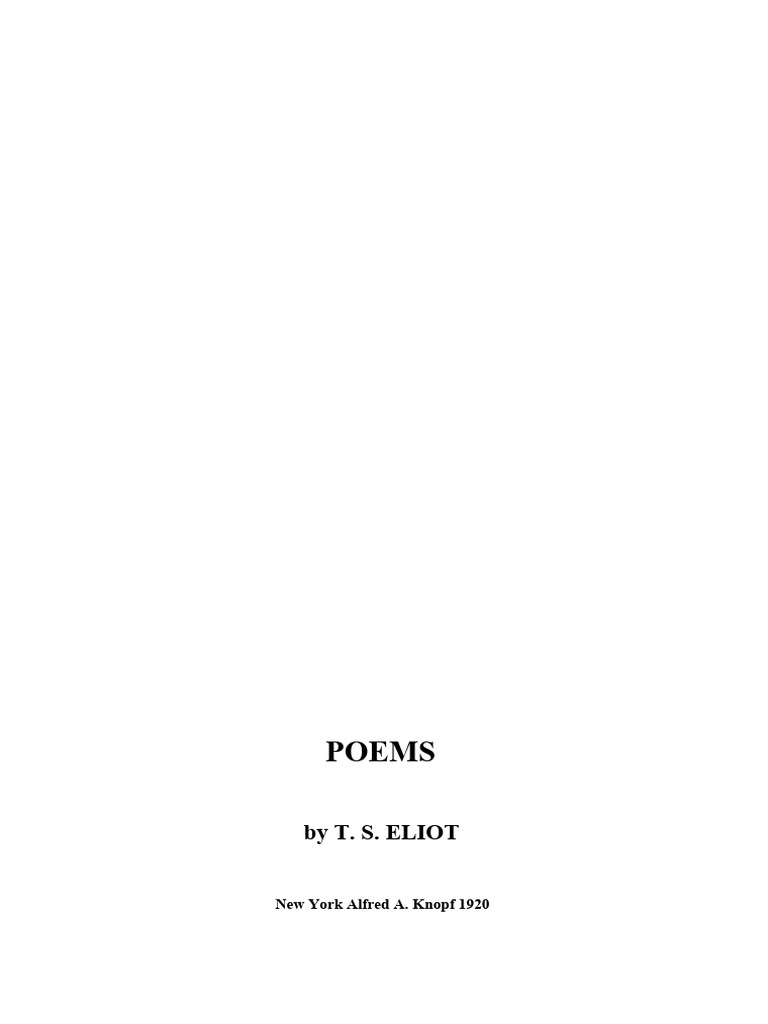 T. S. Eliot's Poems - Project Gutenberg | PDF | Public Domain | Project ...