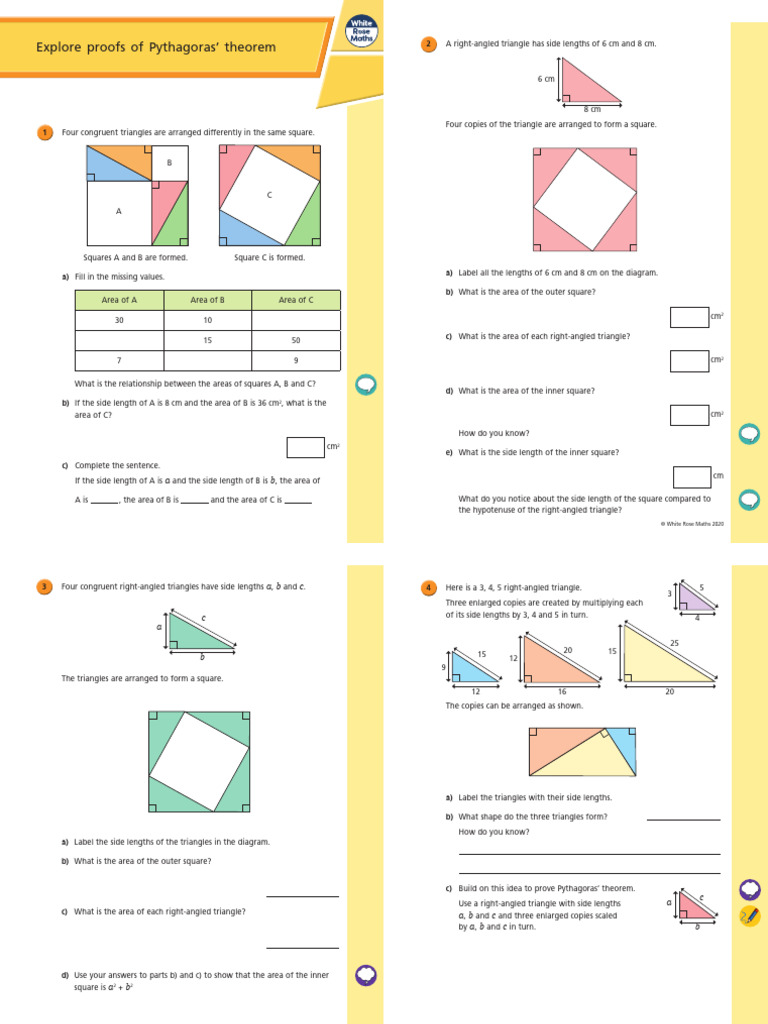 Y9 Spring Block 6 WO7 Explore Proofs of Pythagoras Theorem 2020 | PDF ...