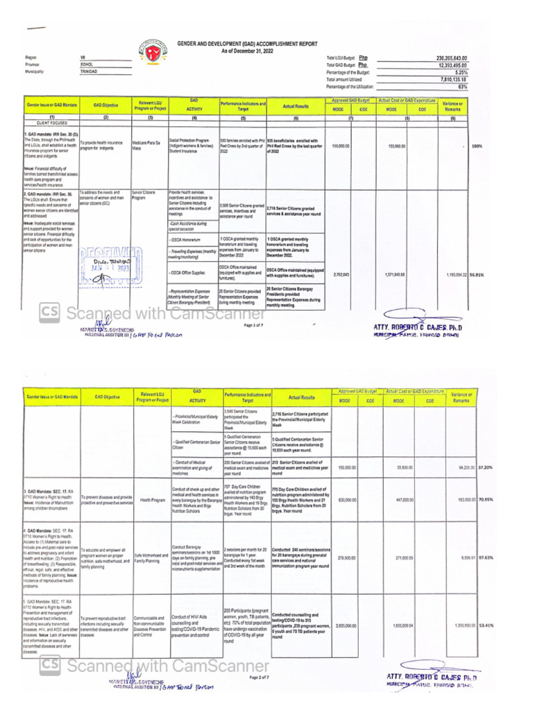 Gad Accomplishment Report 2022 | PDF