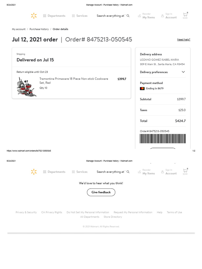 Manage Walmart Order History | PDF | Walmart