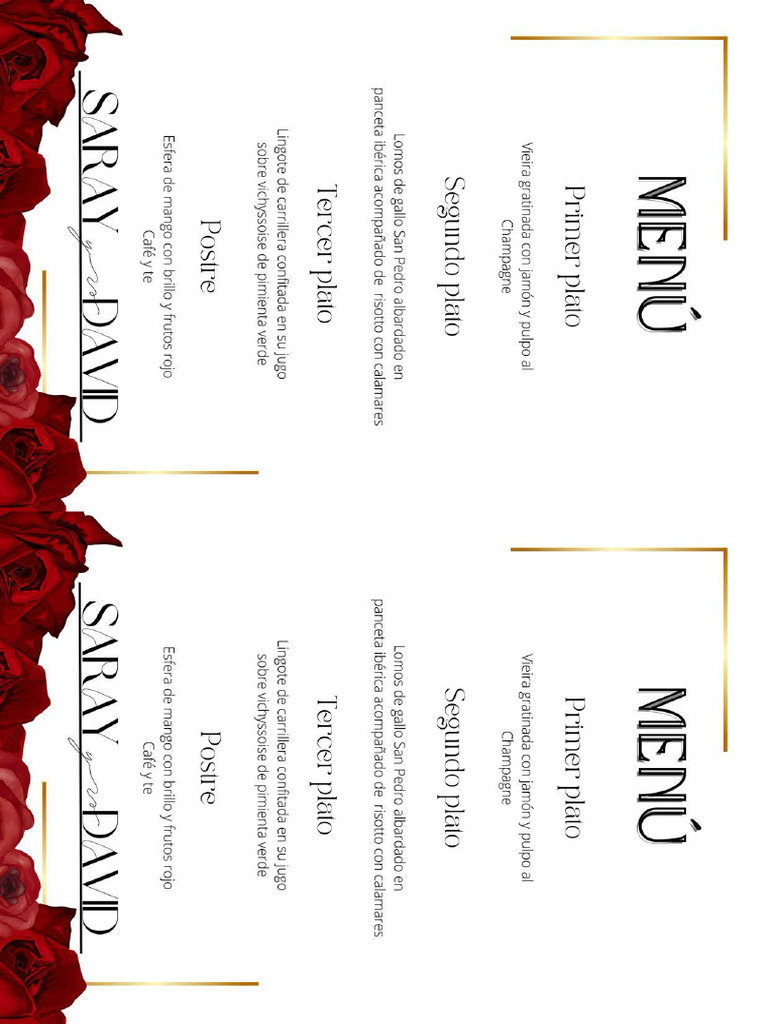 Menus boda Saray y David | PDF