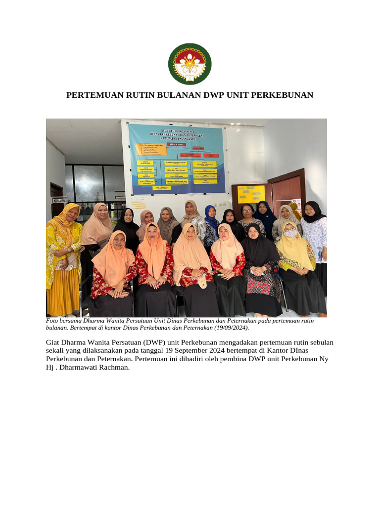 Pertemuan Rutin Bulanan DWP Unit Perkebunan | PDF