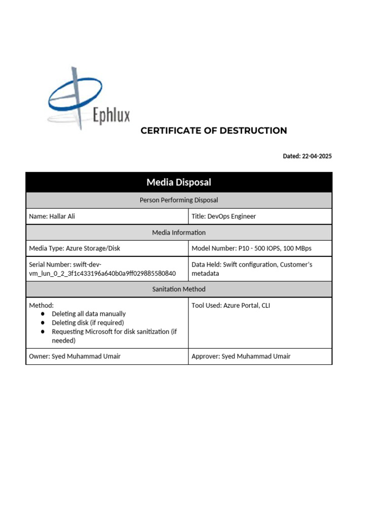 Certificate of Destruction | PDF
