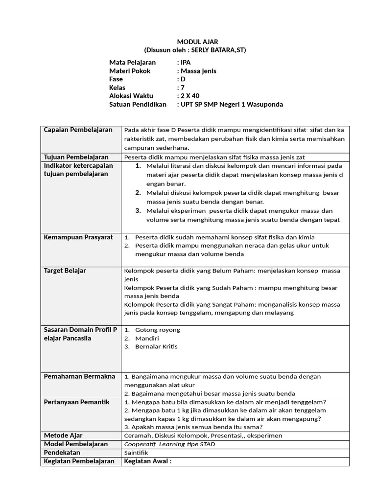 Modul Ajar - Serly Batara | PDF