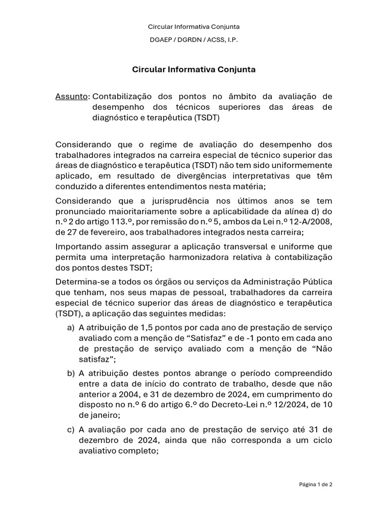 Circular - Conjunta - Informativa TSDT VDG - AEP Vfinallimpa - Signed 2 | PDF