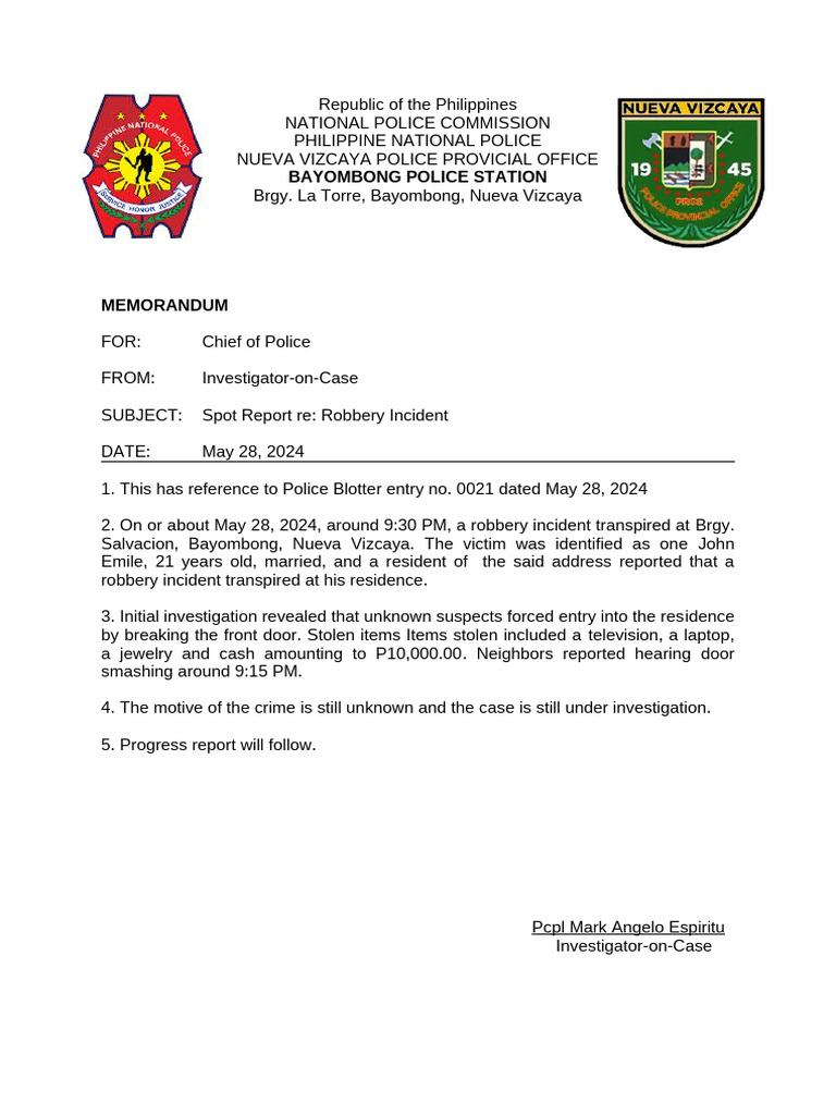Spot Report | PDF