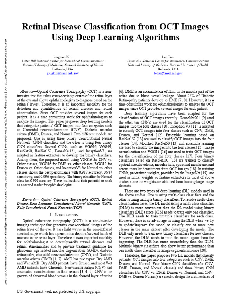 Retinal Disease Classification From OCT Images Using Deep Learning Algorithms | PDF | Retina ...