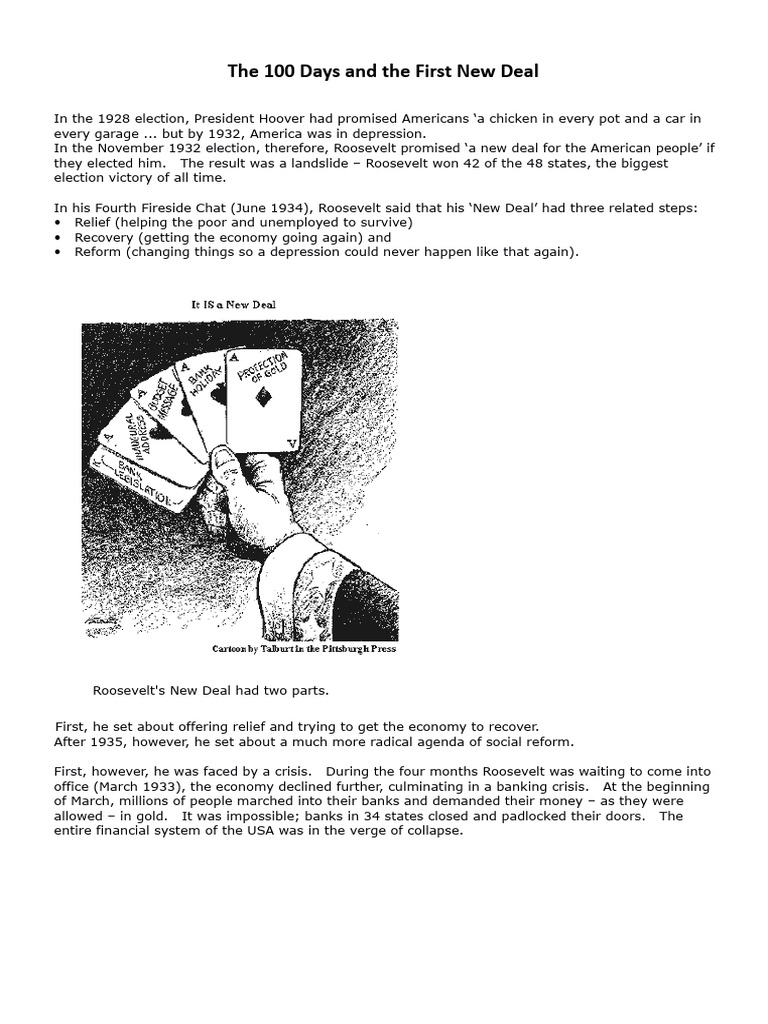 100 Days New Deal Handout | PDF | New Deal | Franklin D. Roosevelt