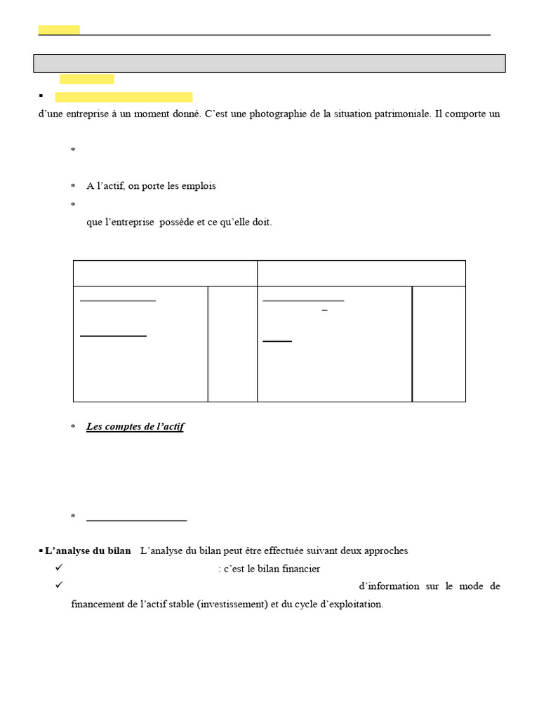 Analyse du Bilan Statique Financier | PDF | Bilan comptable | Capitaux ...