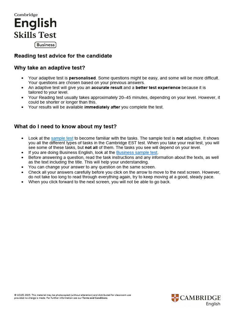 CEST Reading Test Preparation Guide | PDF | Verb | English Language