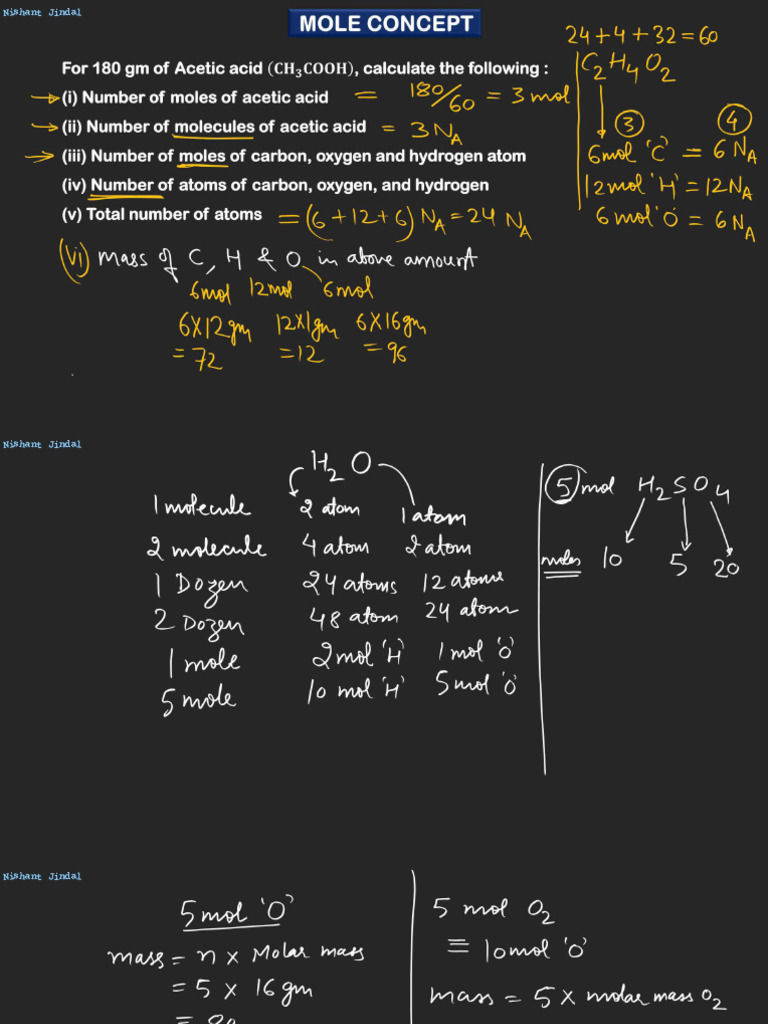 Mole Concept - L-02 (Class Notes) NJ - 247 | PDF