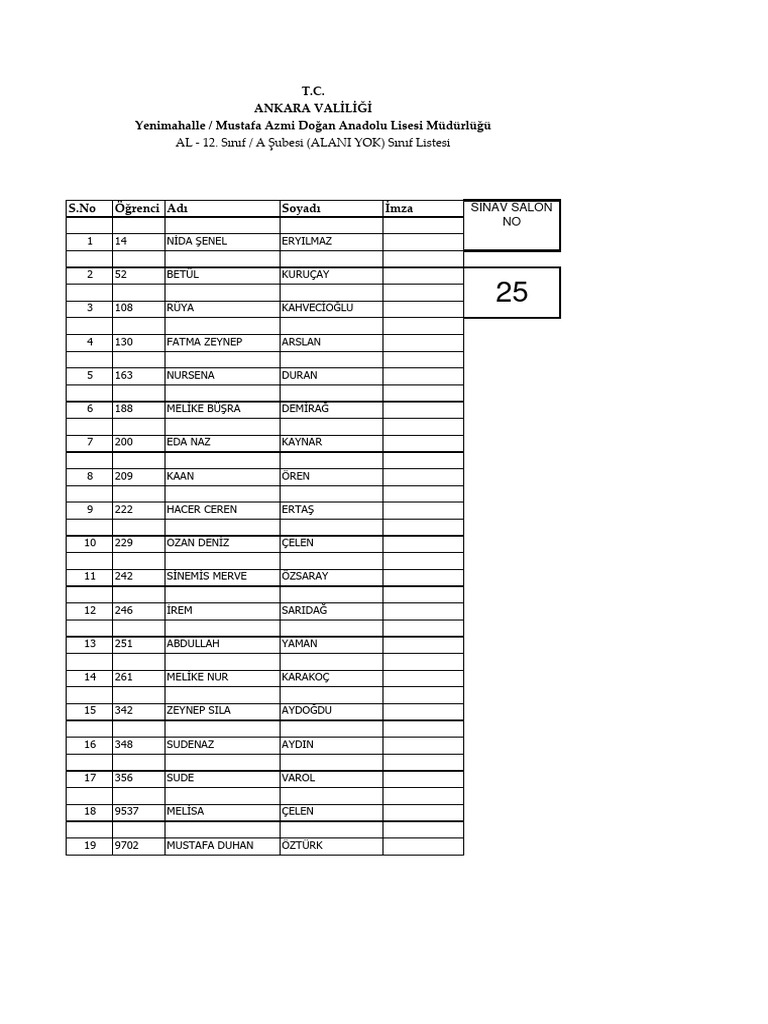 Yuz Yuze EYitim Listeleri 12ler | PDF
