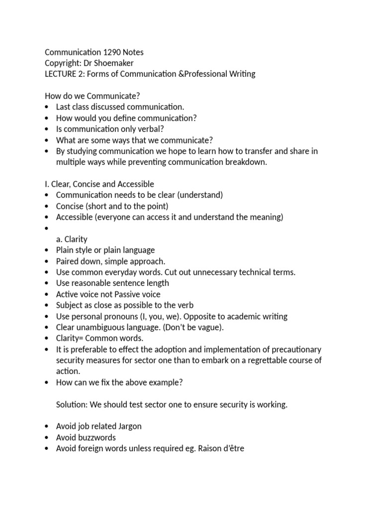Shoemaker CMNS 1290 Lecture | PDF | Communication | Nonverbal Communication