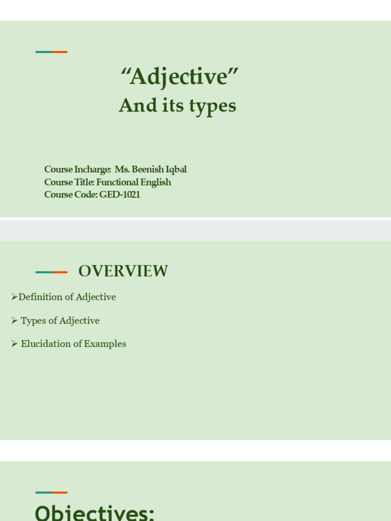 Adjective Its Types | PDF | Adjective | Noun