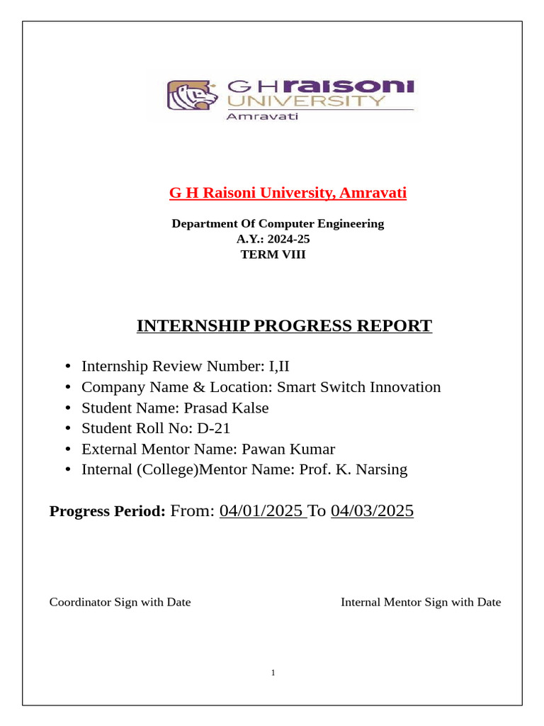 Internship Progress Report Prasad K | PDF | Databases | Cloud Computing