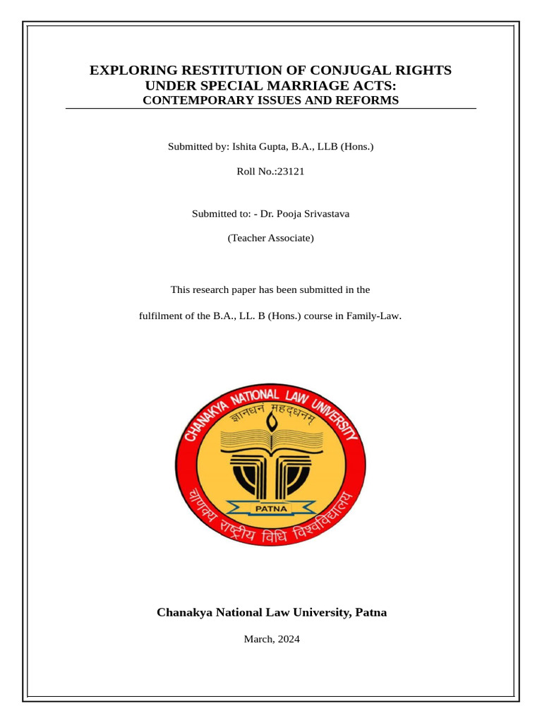 Restitution of Conjugal Rights in India | PDF | Marriage | Divorce