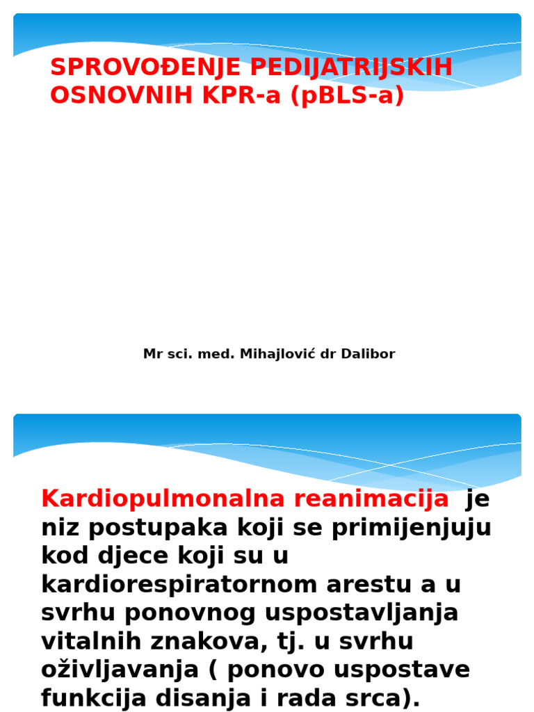 VIII Sprovodjenje - Pedijatrijskih Osnovnih - Mjera KPR | PDF