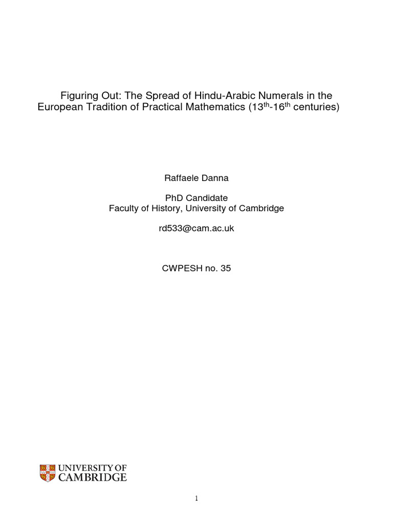 The Spread of Hindu-Arabic Numerals in the european tradition | PDF ...