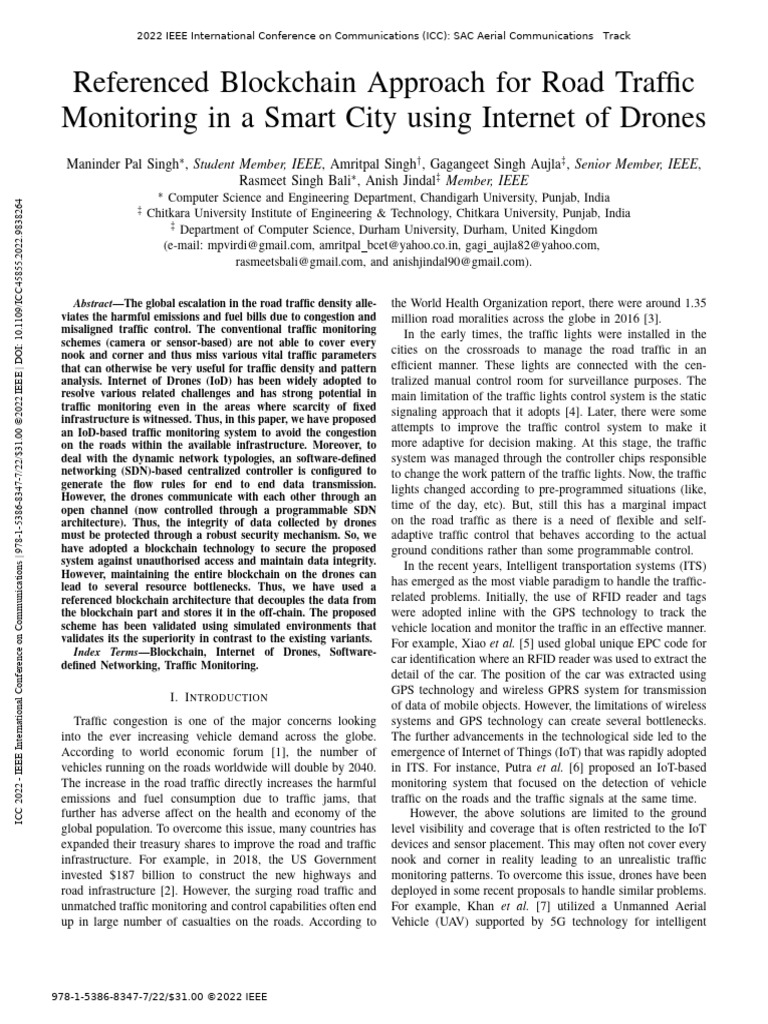Referenced Blockchain Approach For Road Traffic Monitoring in A Smart ...