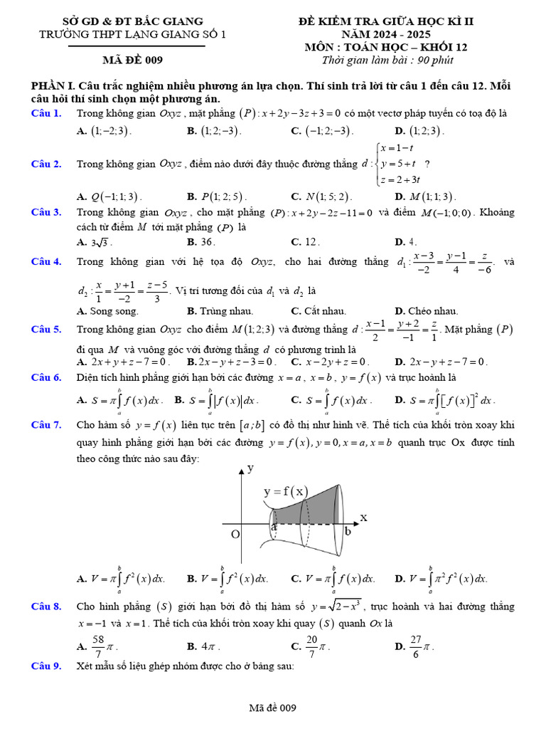 [2] de Giua Ki 2 Toan 12 Nam 2024 2025 Truong Thpt Lang Giang 1 Bac Giang | PDF