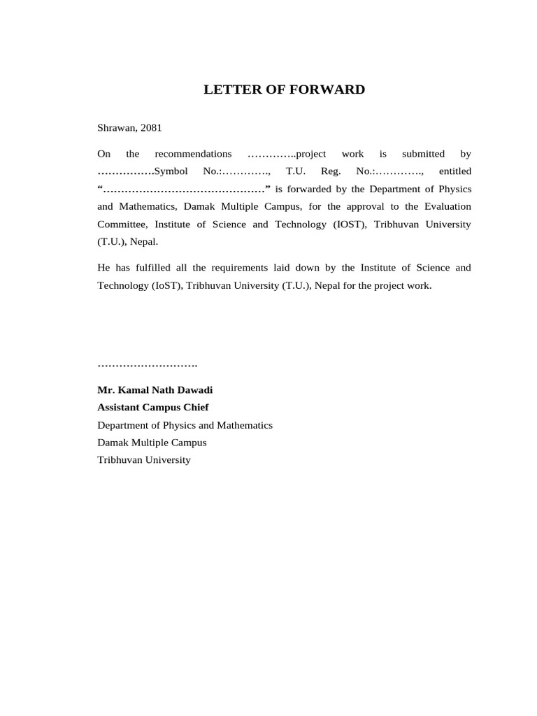 Letter of Forward | PDF