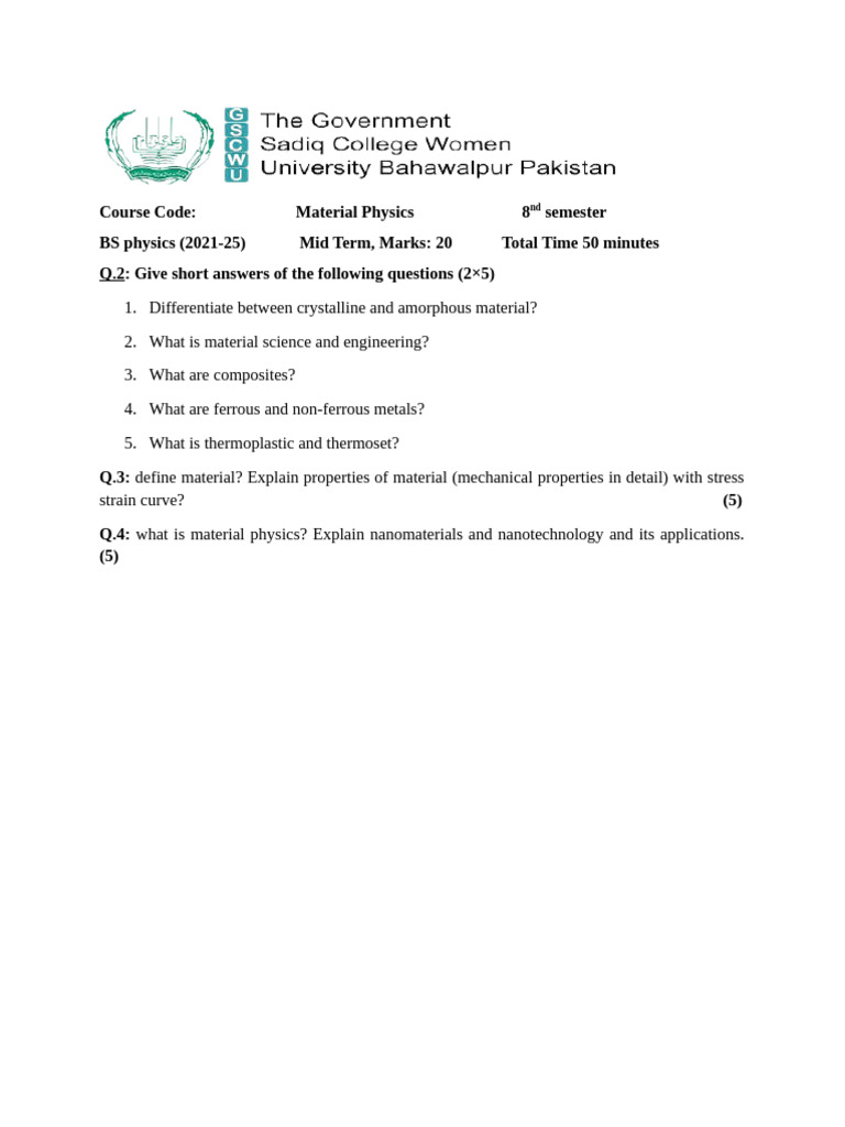 Material Science Paper | PDF