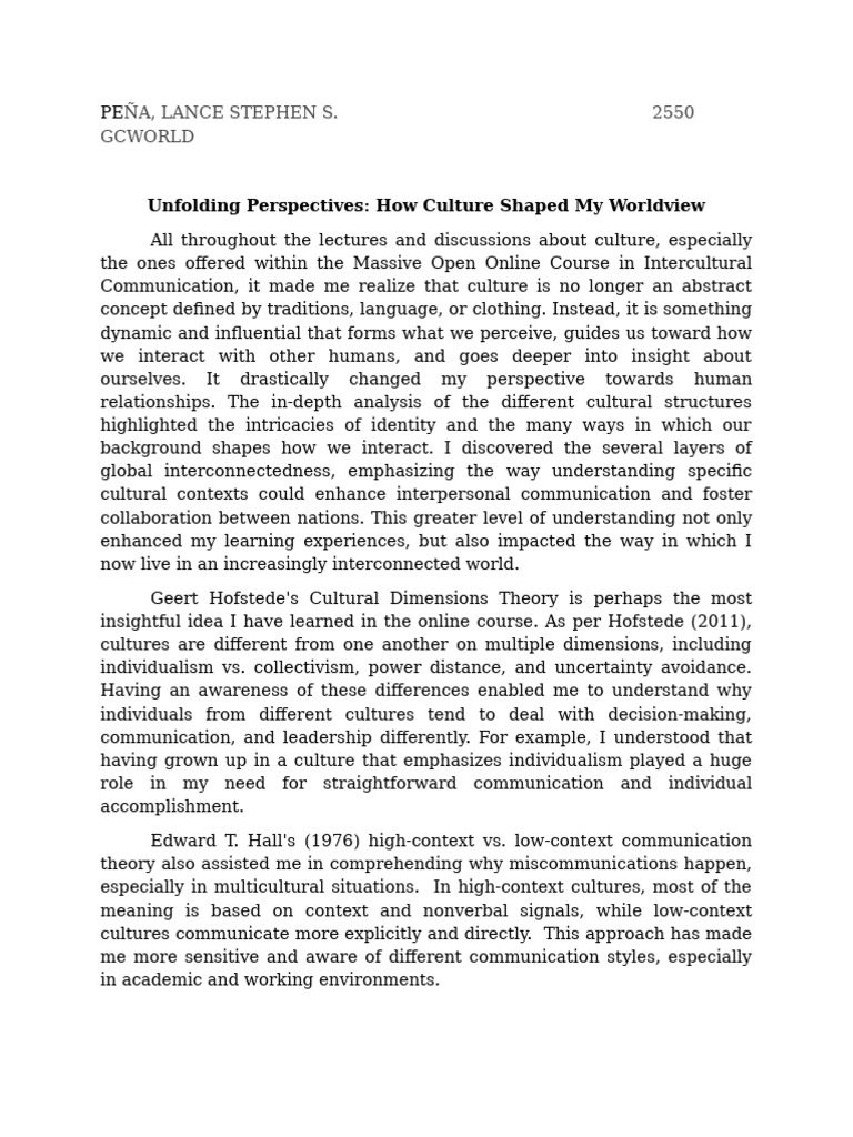PEÑA, Lance Stephen - MOOC Reflection | PDF | Communication | Interpersonal Communication