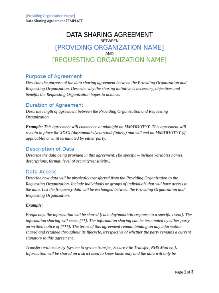 Data Sharing Agreement Template | PDF | Computing