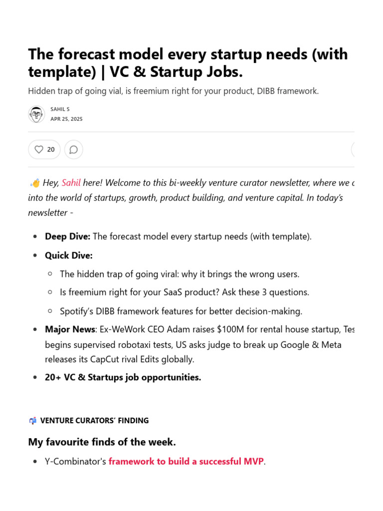 Essential Startup Financial Forecast Model | PDF | Venture Capital ...