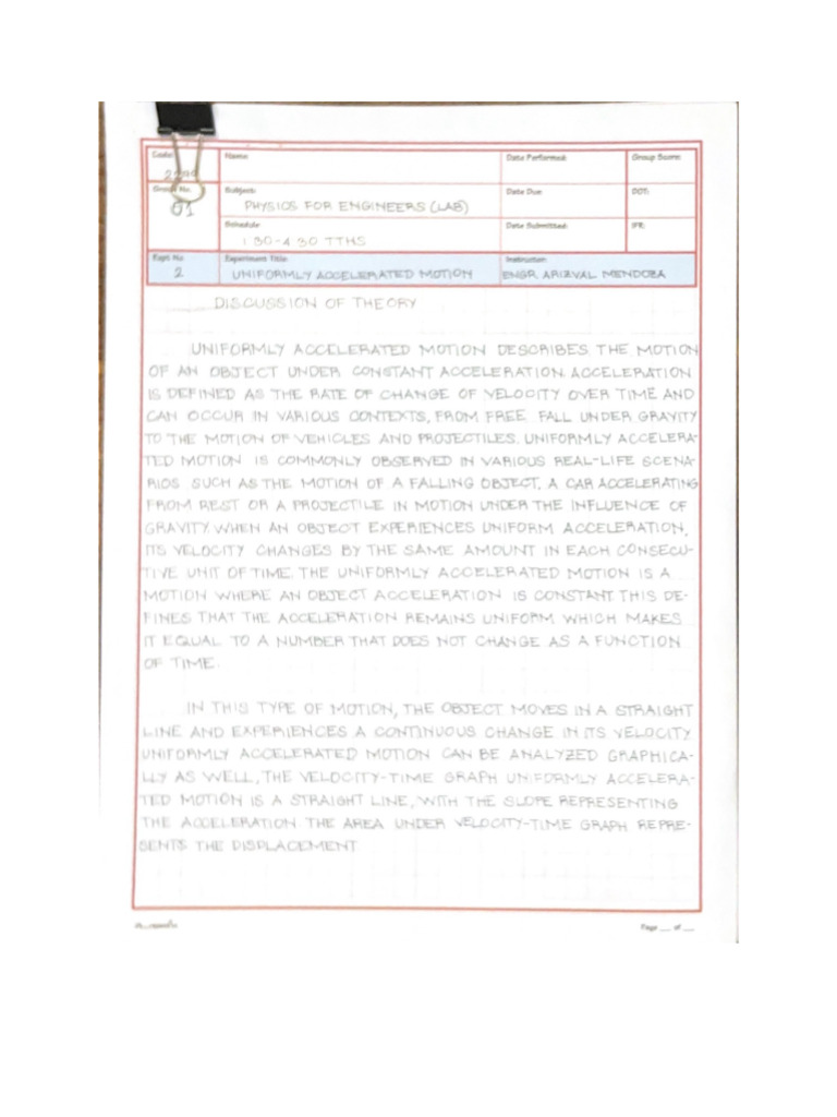 Experiment 2-Uniformly Accelerated Motion | PDF