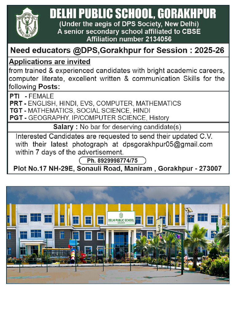 Job Hiring Post DPS, 2024-25 | PDF