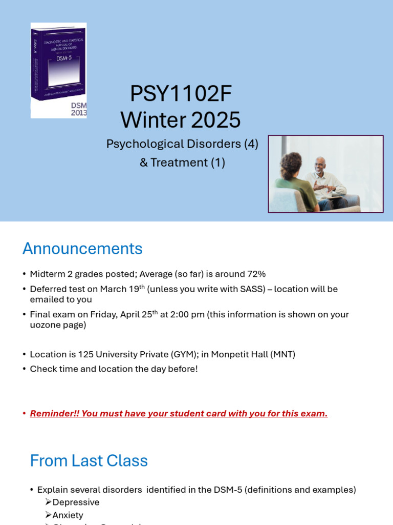 Lecture 16 Dis (4) & Treatment | PDF | Personality Disorder | Mental Disorder