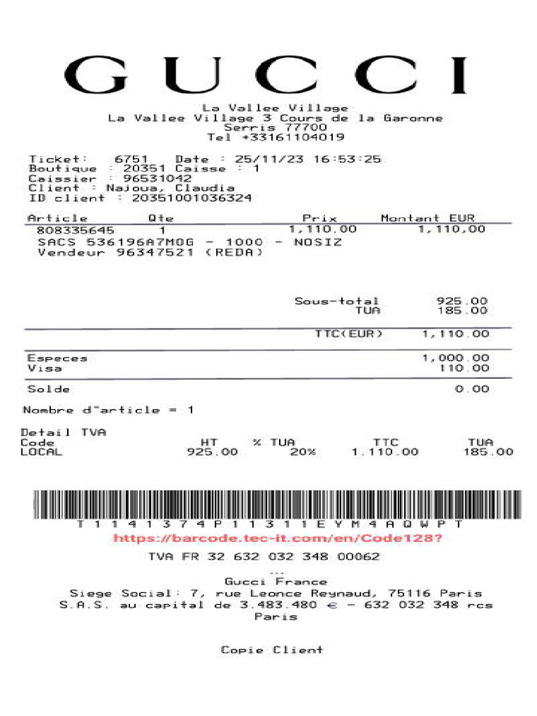 Ticket Gucci | PDF