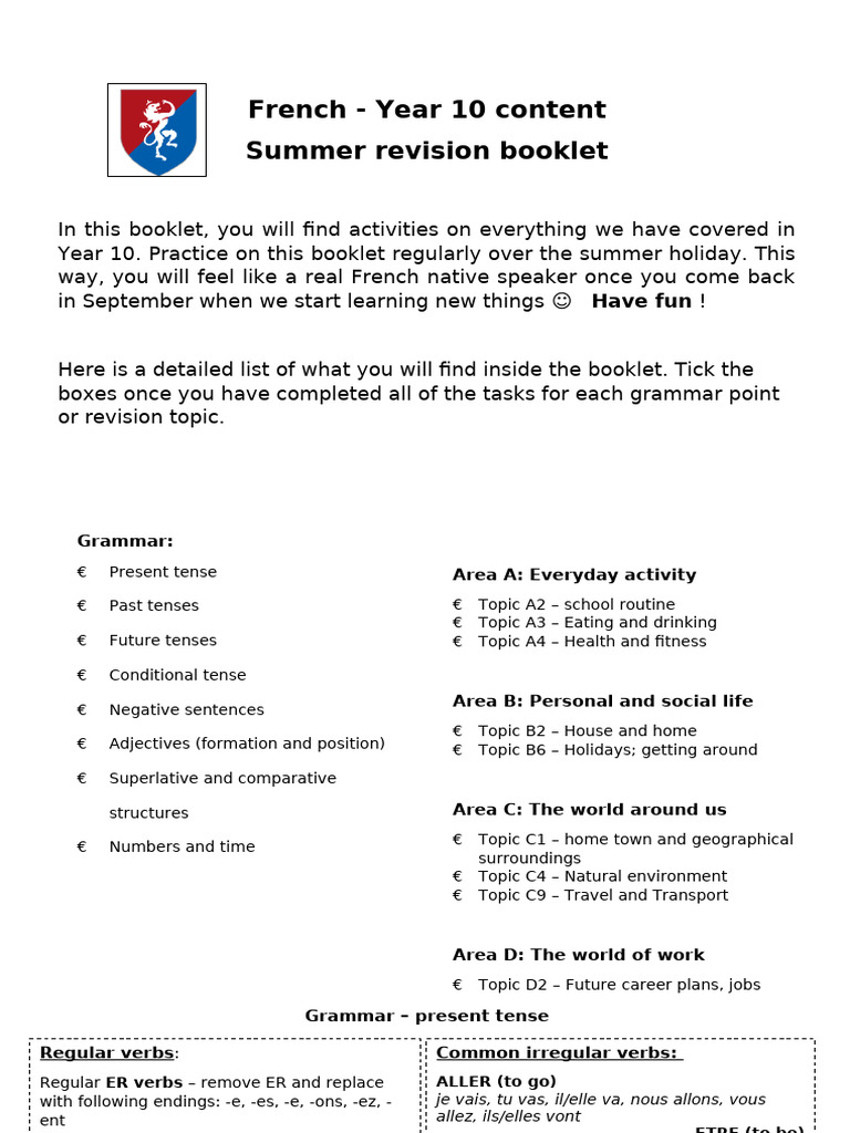 Summer Revision Booklet 2 | PDF | Morphology | Linguistics