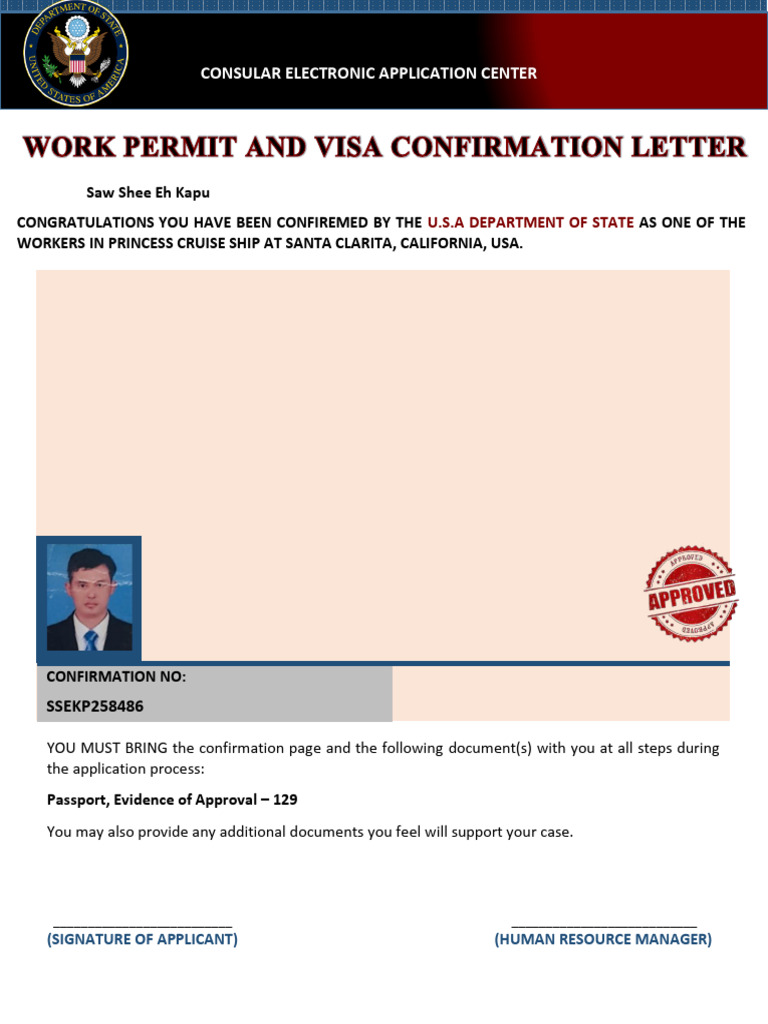 Visa Consular Confirmation Letter No. 0116 | PDF