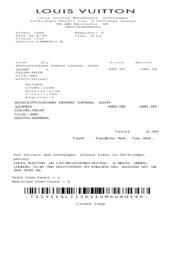 Ticket Louis Vuitton | PDF