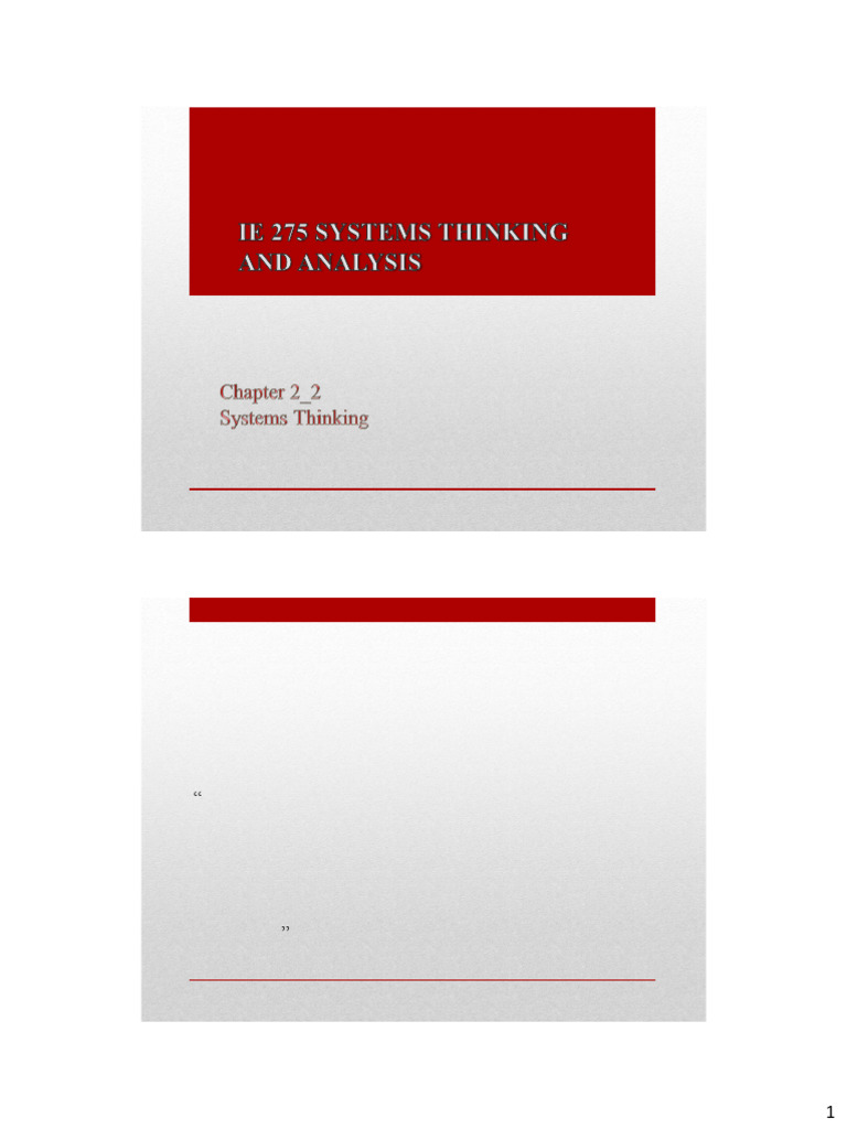 IE 275 - Ch2 - 2 (SystemsThinking) | PDF | Holism | Psychological Concepts