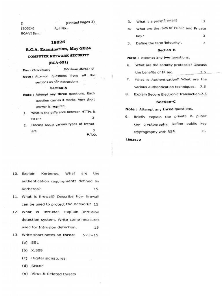 Computer Network Security May 2024 | PDF