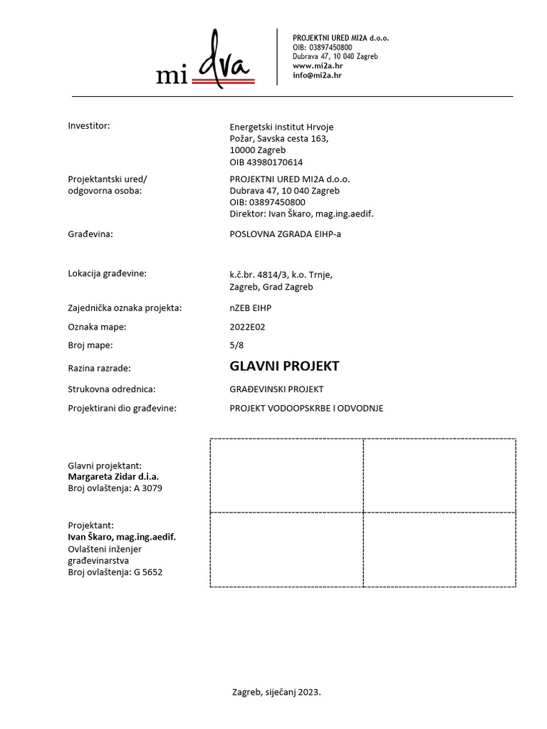 Prilog 2 Glavni Projekt Vodovoda I Odvodnje | PDF