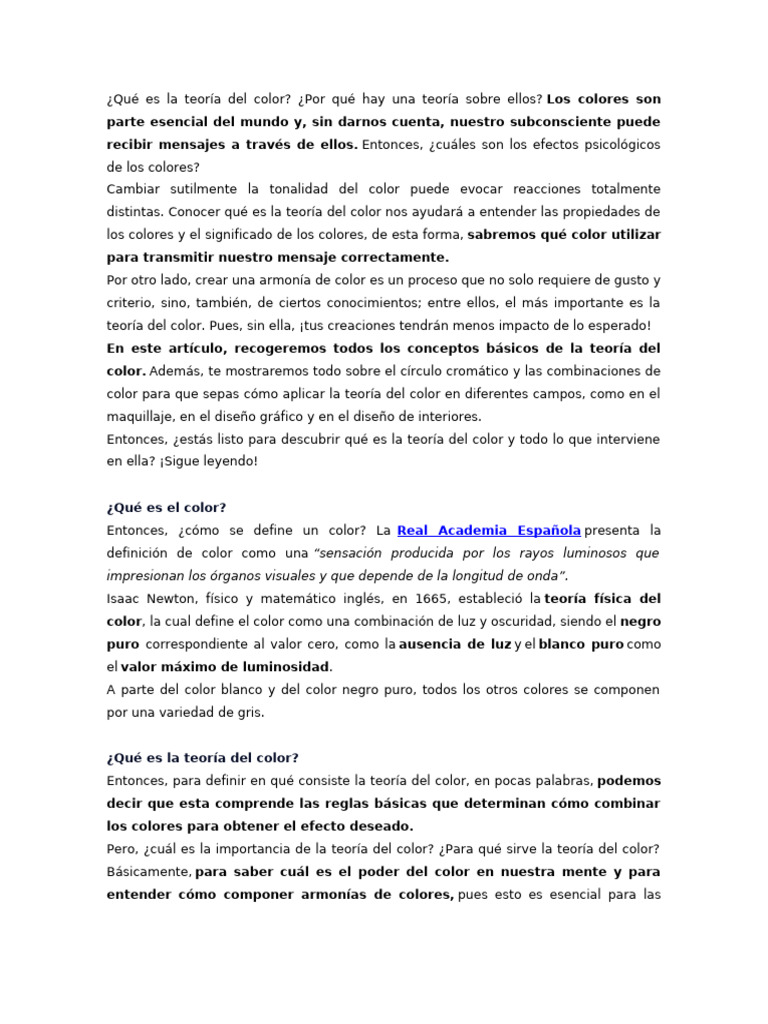 Teoría del Color: Efectos y Armonías | PDF | Color | Matiz