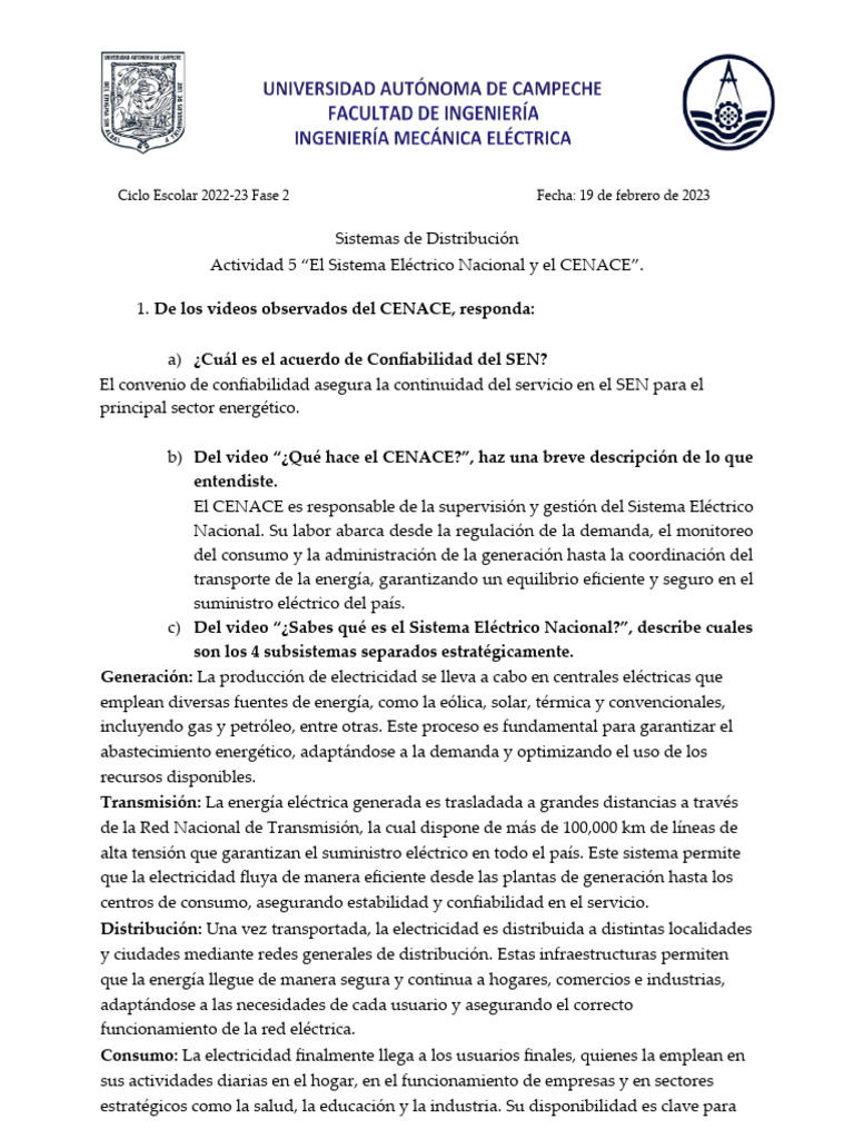 Sistema Eléctrico Nacional y CENACE | PDF | Red eléctrica | Ingenieria ...